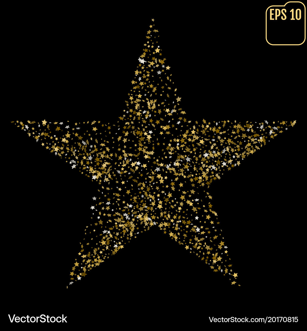 Glitter texture golden star for cards posters Vector Image