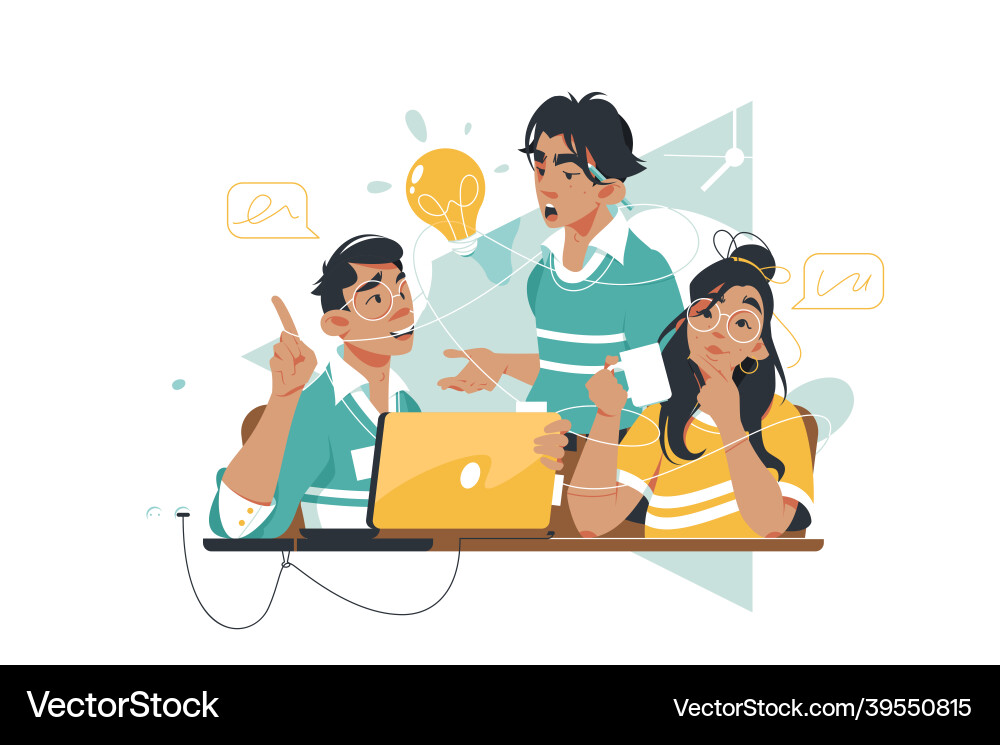 Group of people discuss idea Royalty Free Vector Image