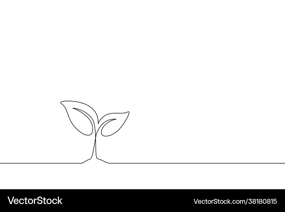 Growth plant in one continuous line drawing Vector Image