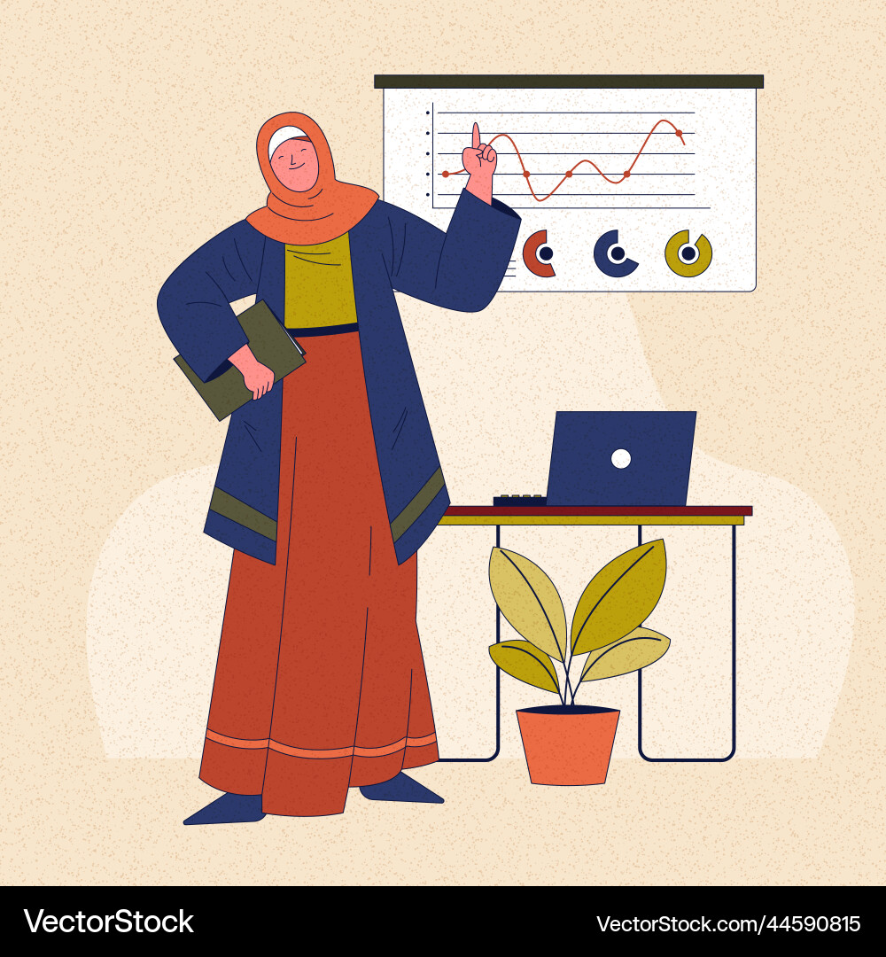 Hand drawn empowered muslim women Royalty Free Vector Image