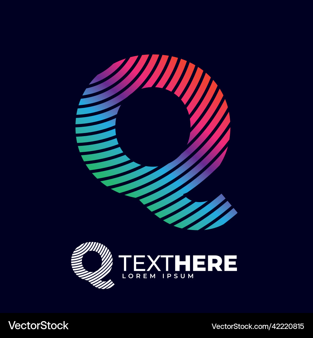 Initial q letter colorful modern digital alphabet Vector Image