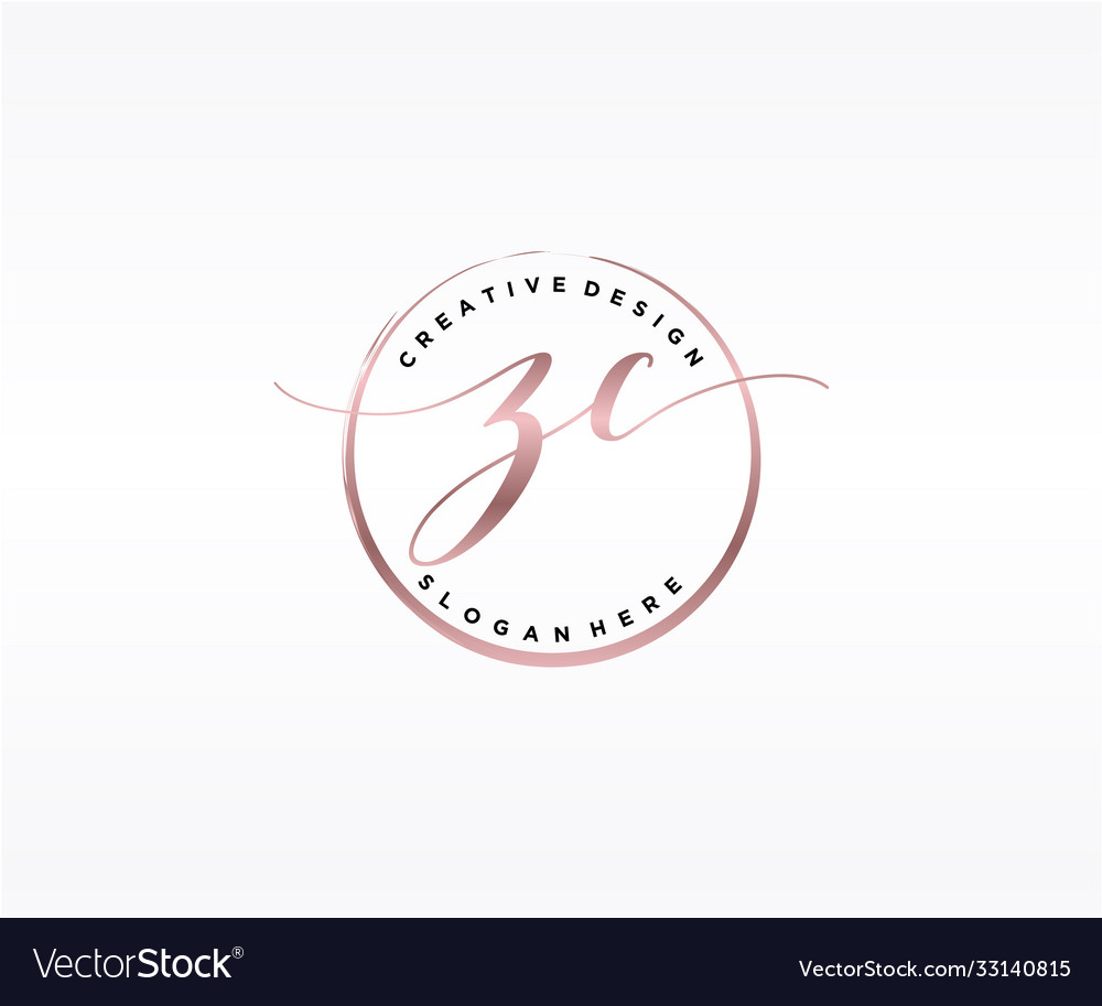 Initial zc handwriting logo with circle template Vector Image