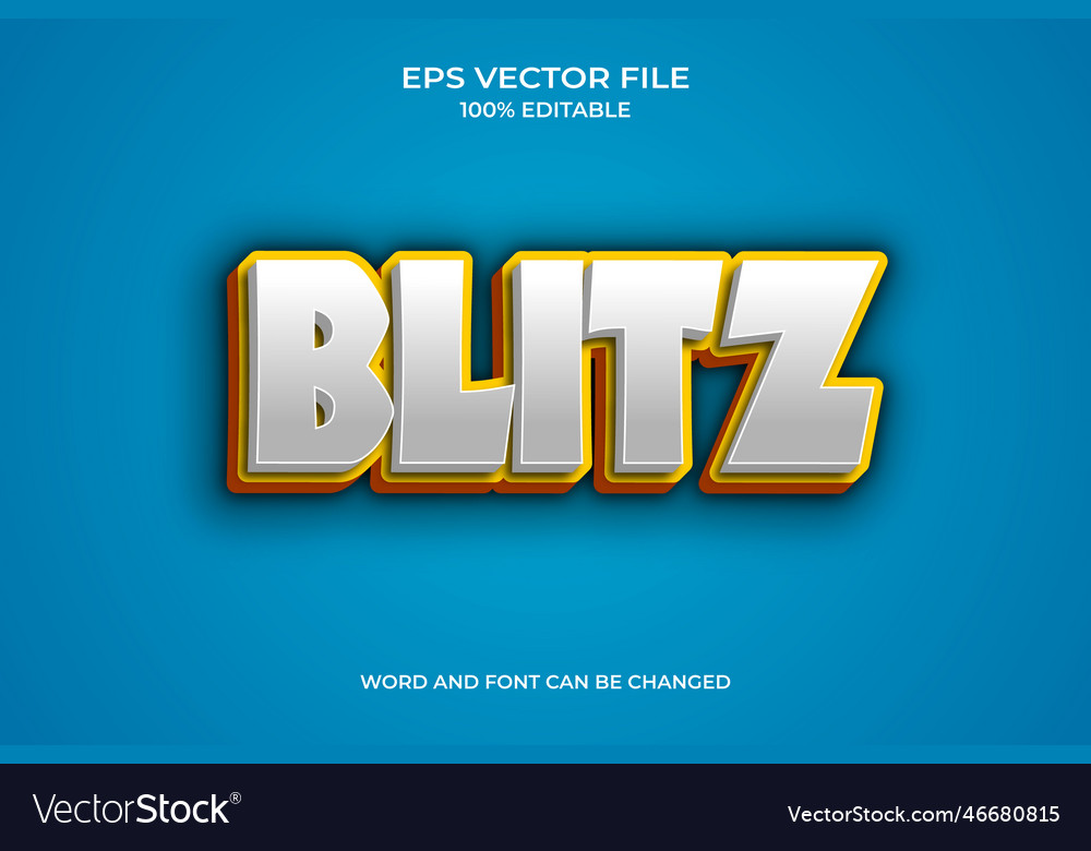 Realistic blitz 3d editable text style effect Vector Image