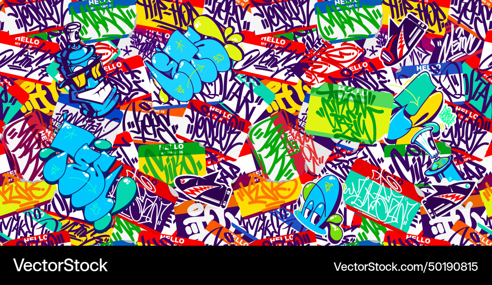 Seamless abstract urban graffiti style sticker Vector Image