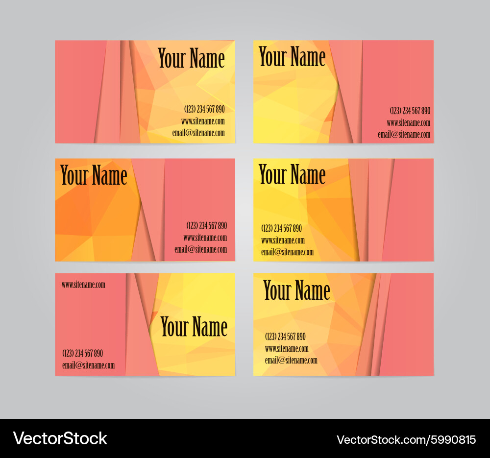 Set of six visit cards Royalty Free Vector Image