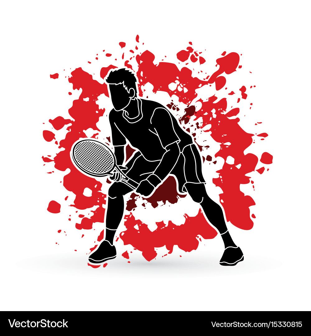 Tennis player action man play Royalty Free Vector Image