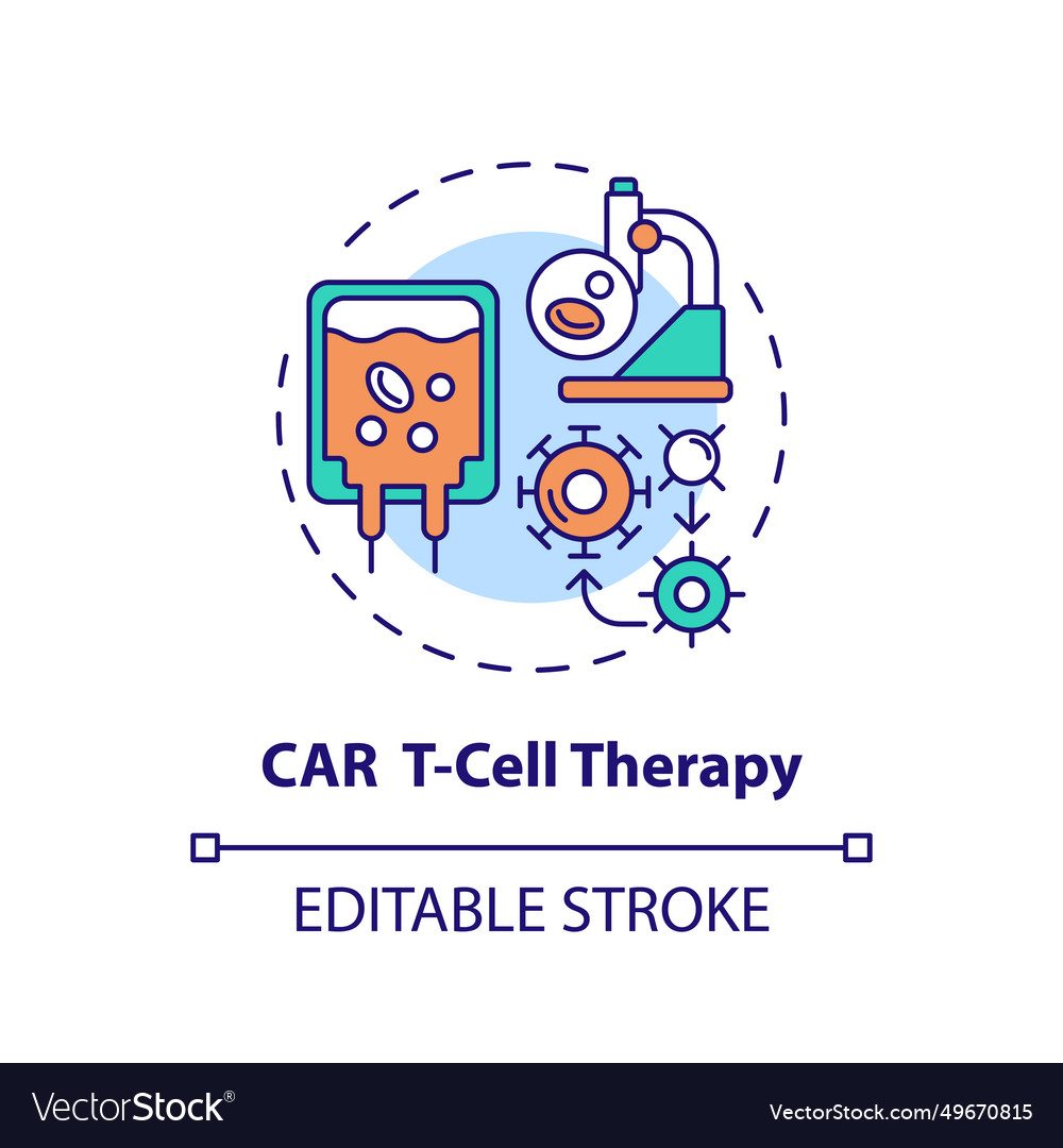 Thin line simple colorful car t-cell therapy icon Vector Image