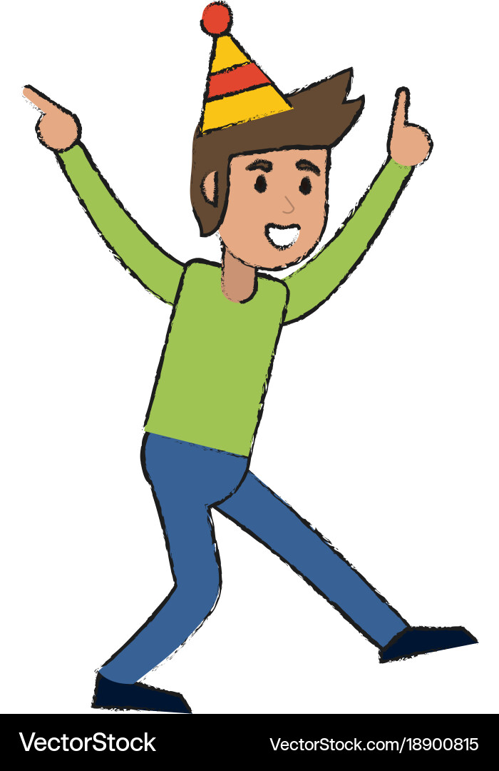 Young man celebrating cartoon Royalty Free Vector Image