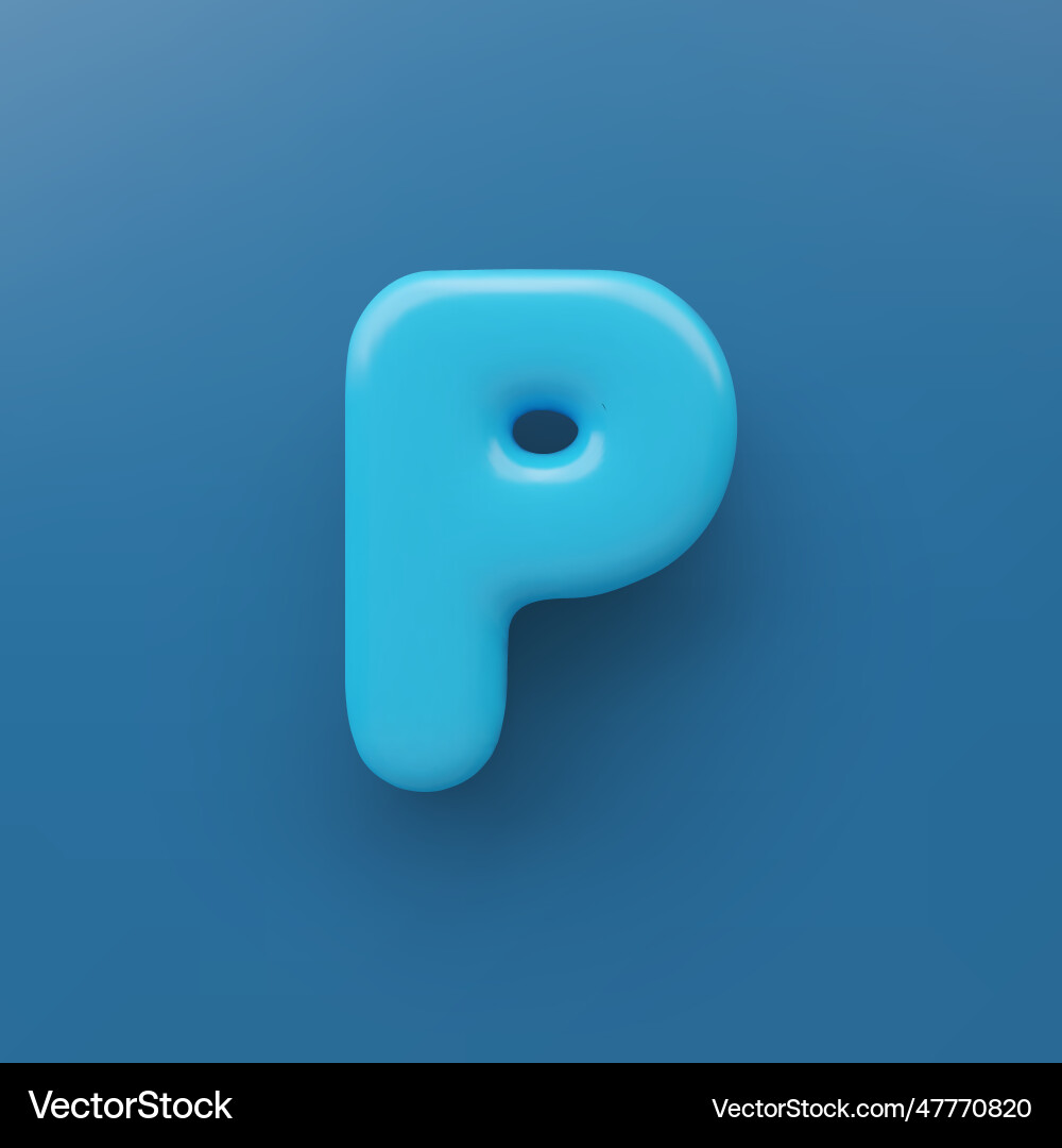 3d blue uppercase letter p with a glossy surface Vector Image