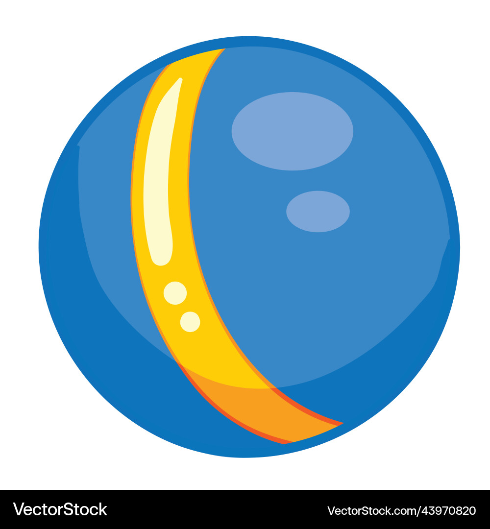 Baby blue ball with yellow stripe isolated object Vector Image