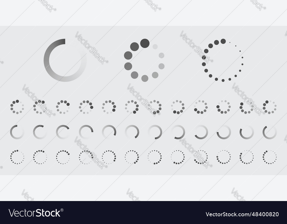 Circular loading buffering icons set Royalty Free Vector