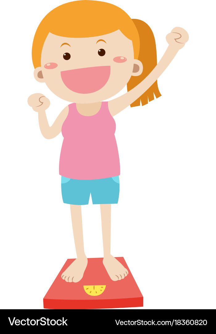 Happy woman on scale Royalty Free Vector Image