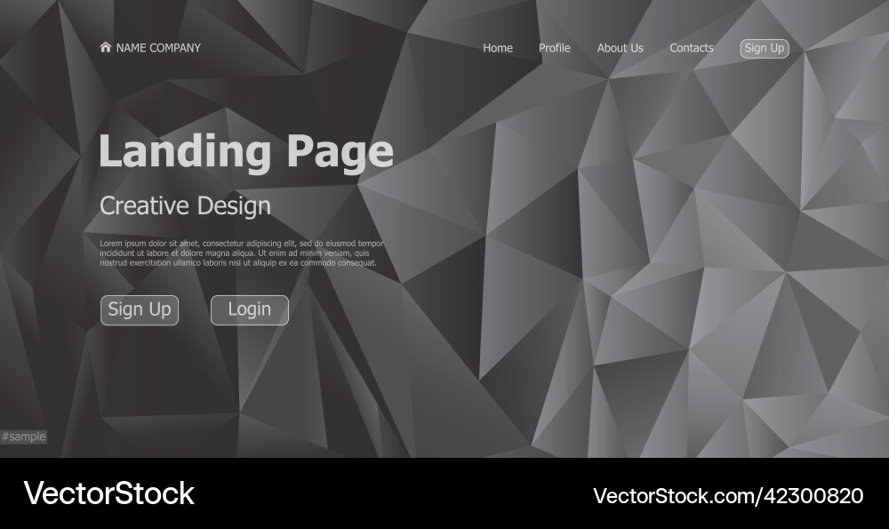 Home page landing page black geometric template Vector Image