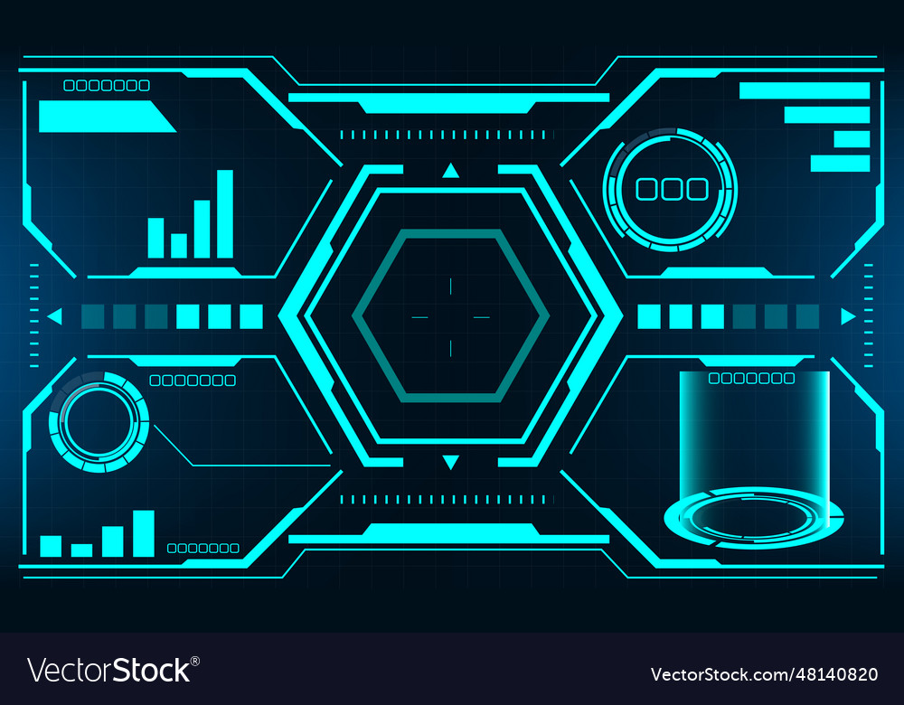 Hud sci-fi interface screen view blue design Vector Image