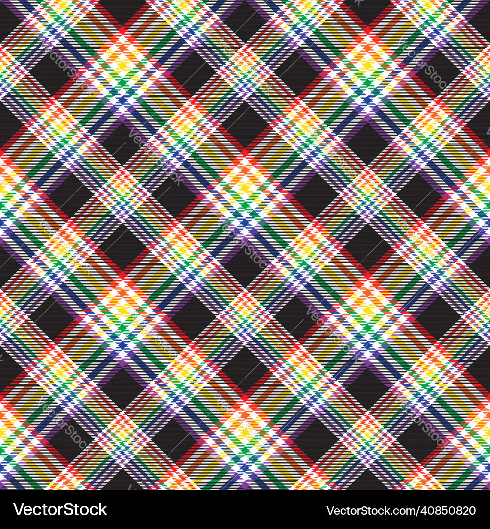Rainbow diagonal plaid tartan textured seamless Vector Image