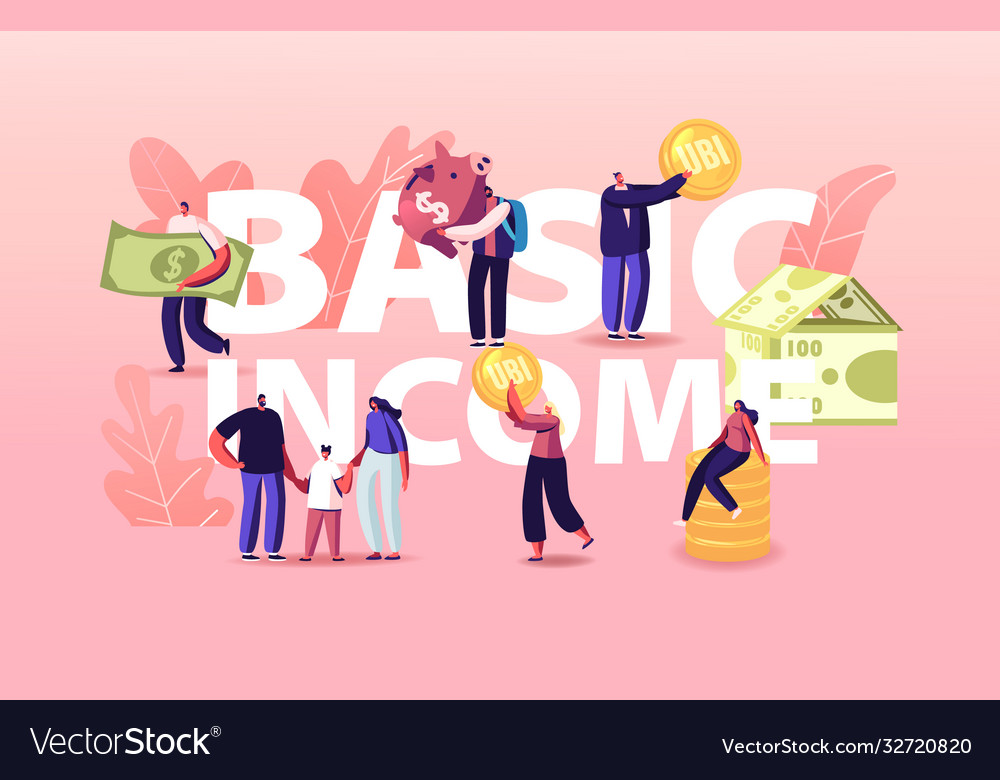 Ubi universal basic income concept characters Vector Image