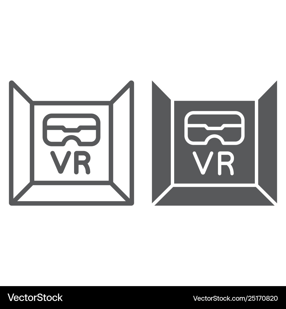 Vr room line and glyph icon gaming technology Vector Image