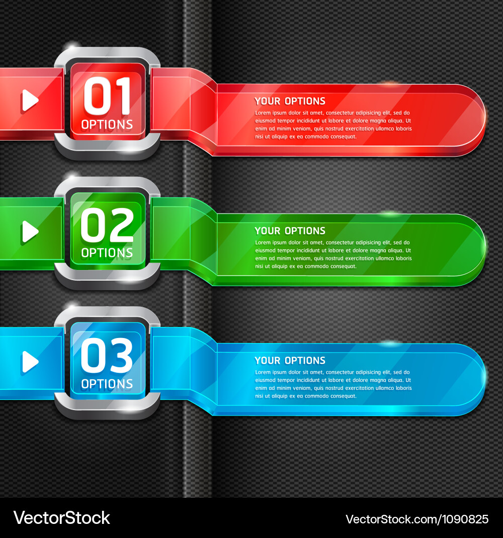 Colorful buttons website style options banner Vector Image