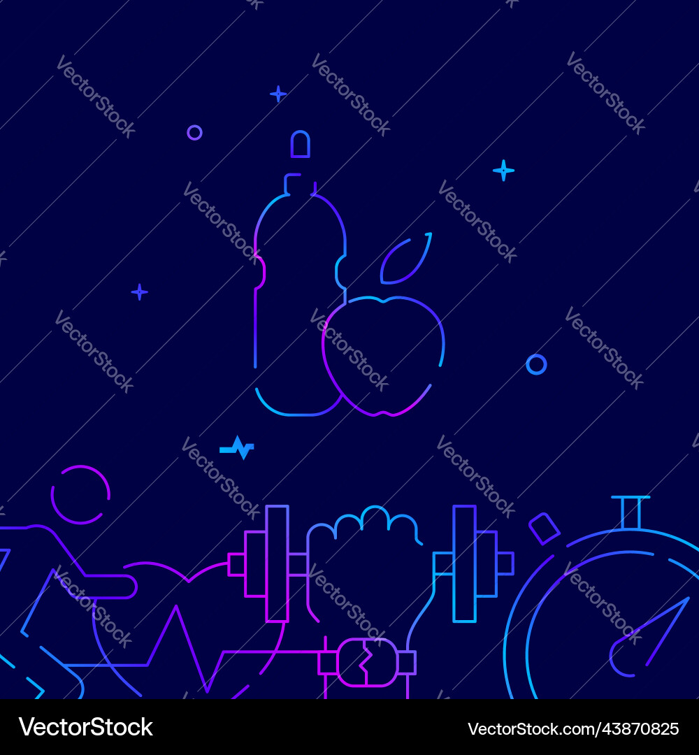 Healthy eat and drink bottle gradient line icon Vector Image