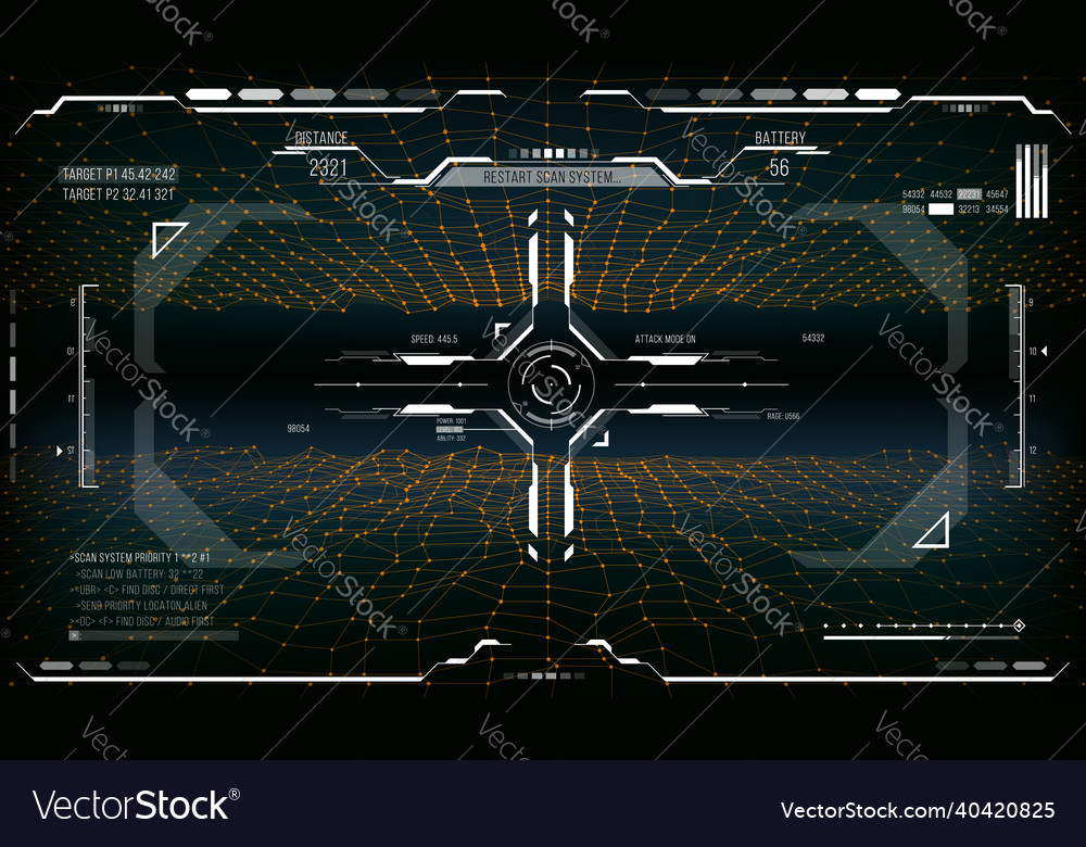 Hud target aim control futuristic display monitor Vector Image