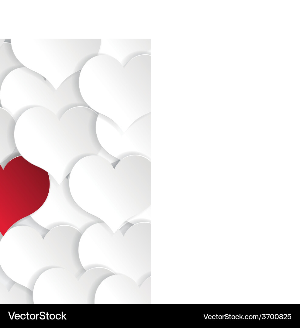 Paper hearts background with alone red heart Vector Image