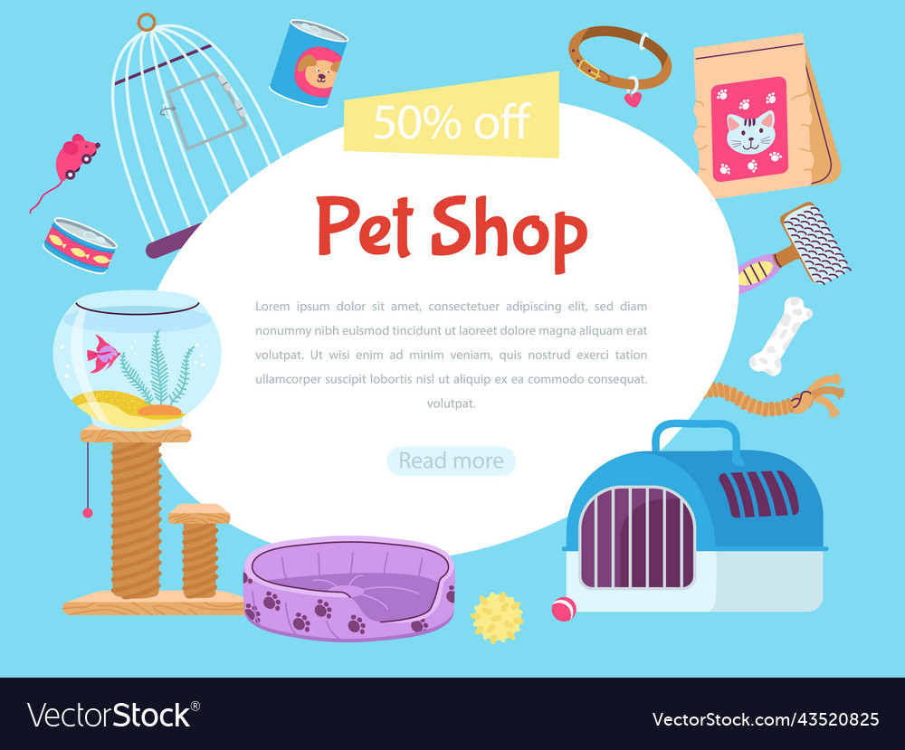 Pet shop banner template veterinary store Vector Image