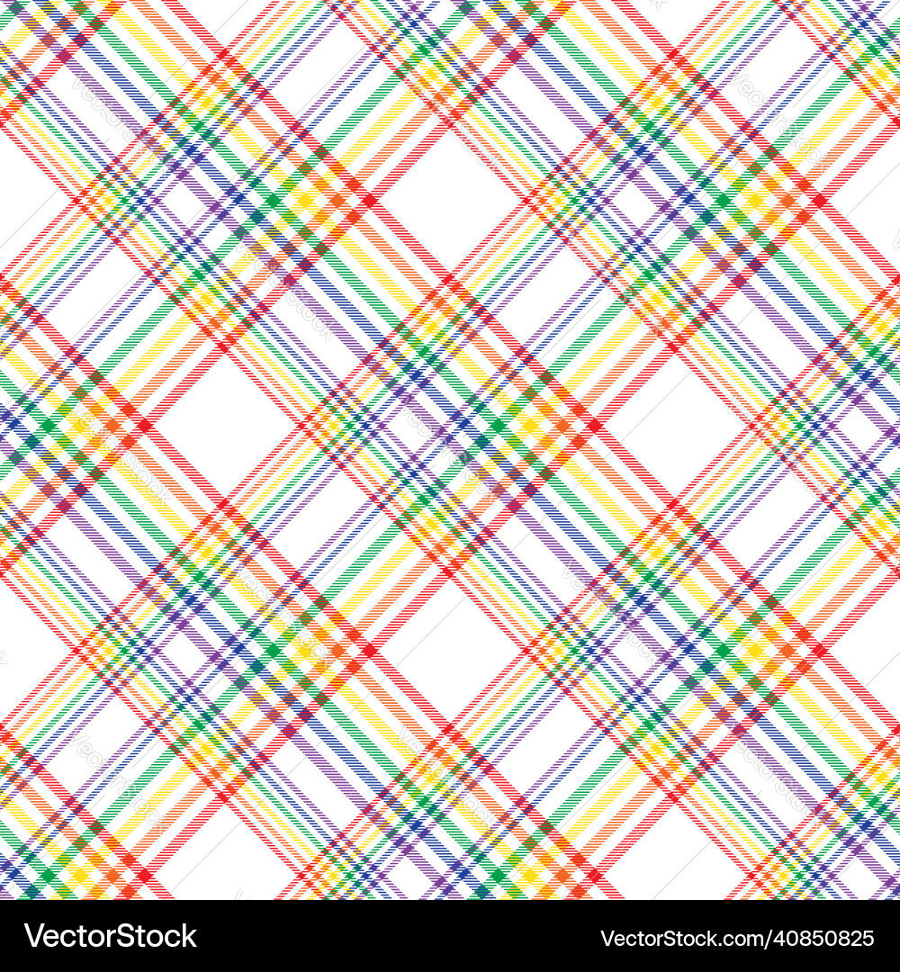 Rainbow diagonal plaid tartan textured seamless Vector Image