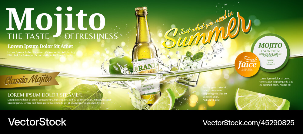 Refreshing mojito banner ads Royalty Free Vector Image