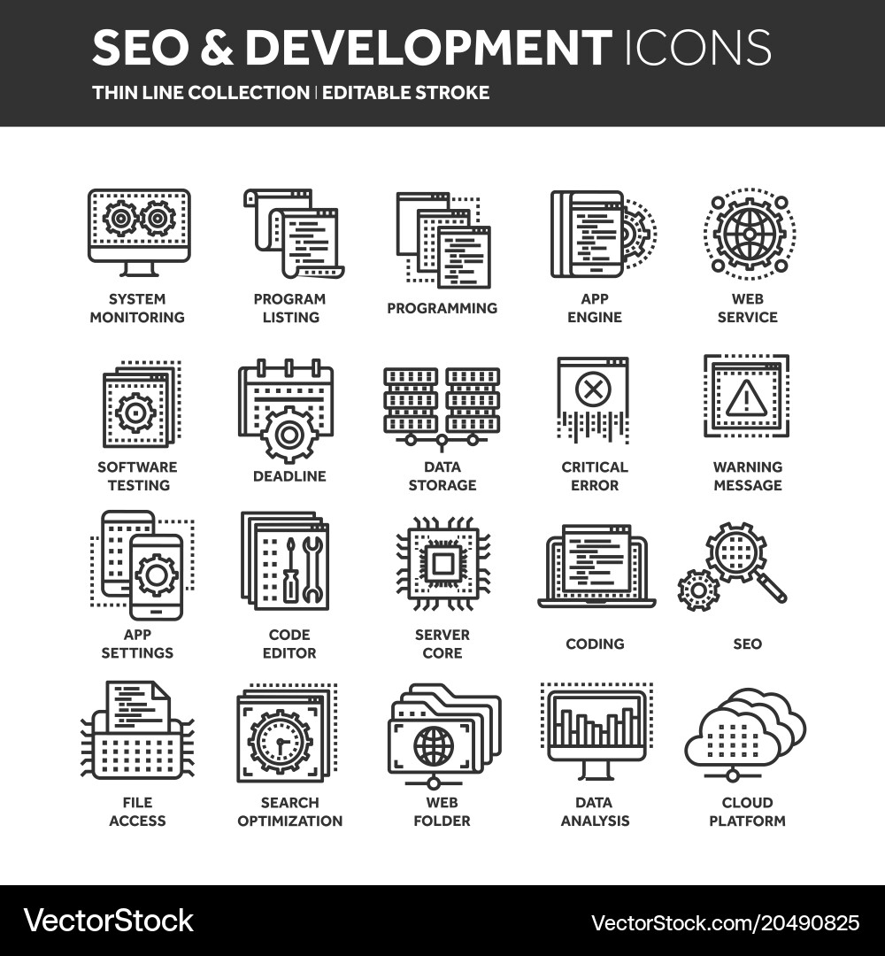 Seo and app development search engine Royalty Free Vector