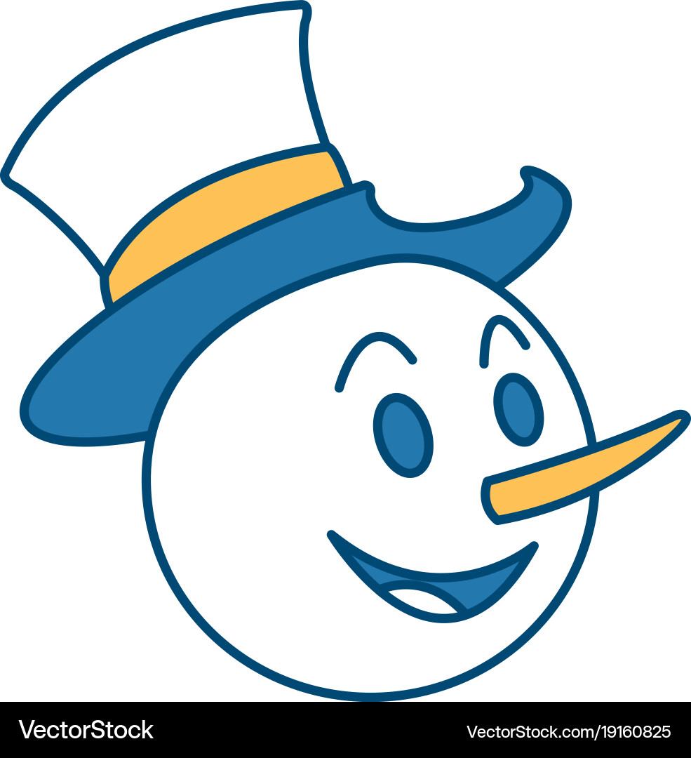 Snowman face christmas cartoon Royalty Free Vector Image