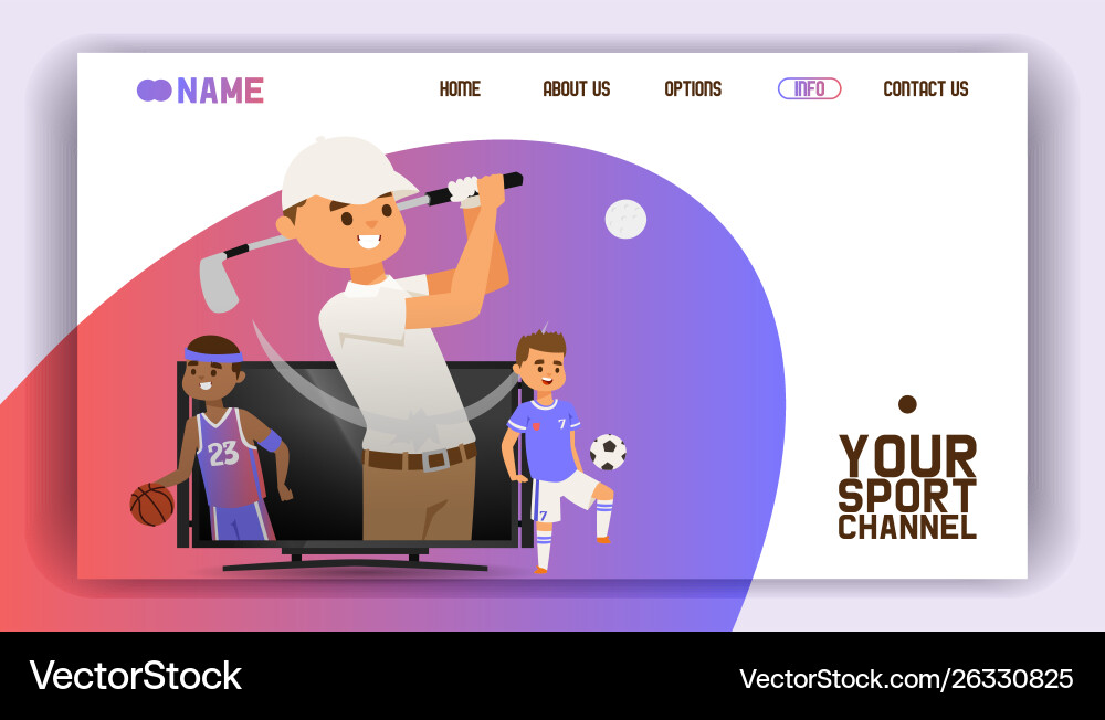 Sport channel banner website design Royalty Free Vector