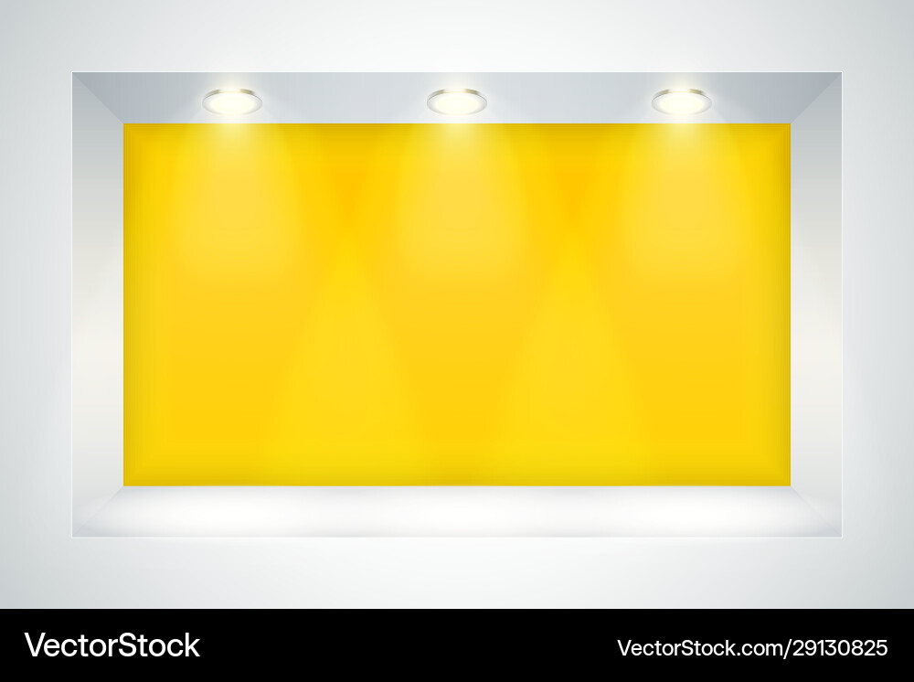 White and yellow wall niche with spotlight Vector Image