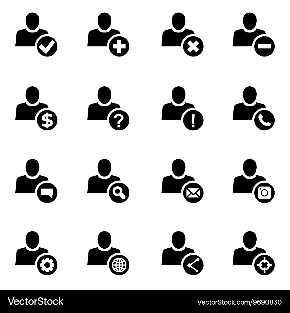 Black people search icon set Royalty Free Vector Image