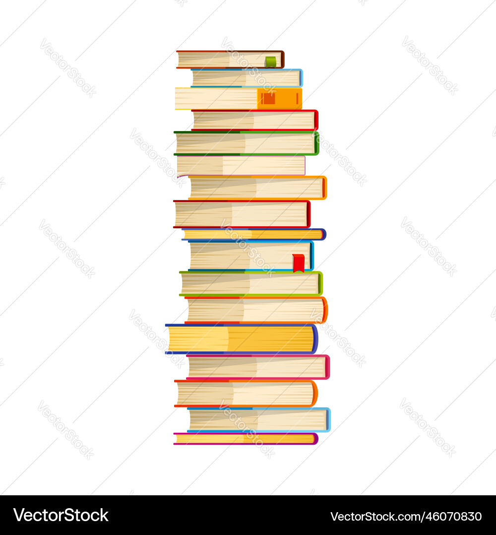 Book stack cartoon textbooks and bestsellers pile Vector Image