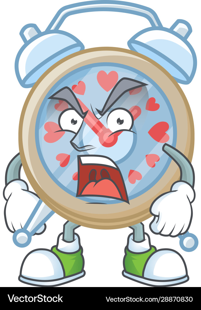 Clock love cartoon character design having angry Vector Image