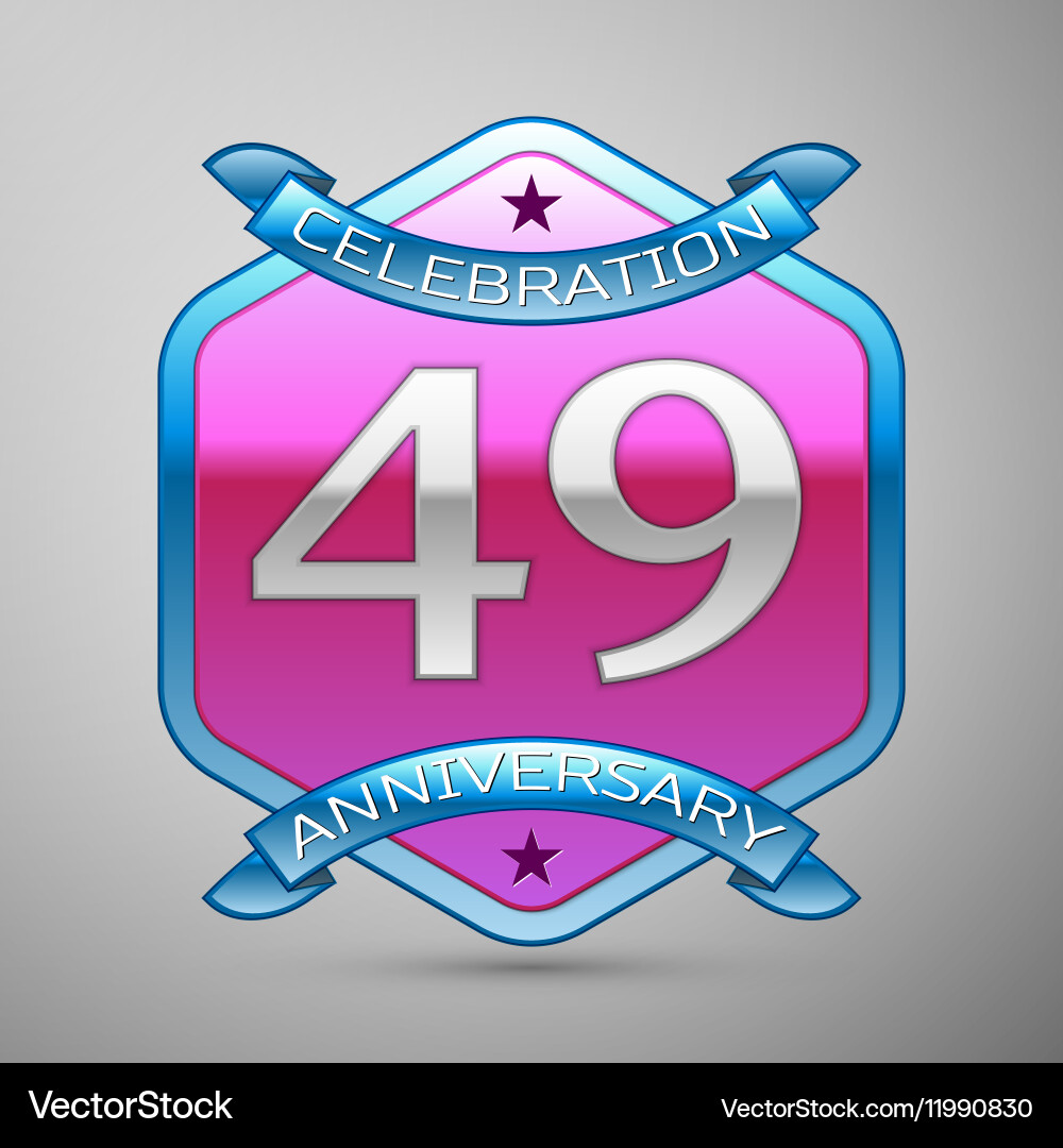 Forty nine years anniversary celebration silver Vector Image
