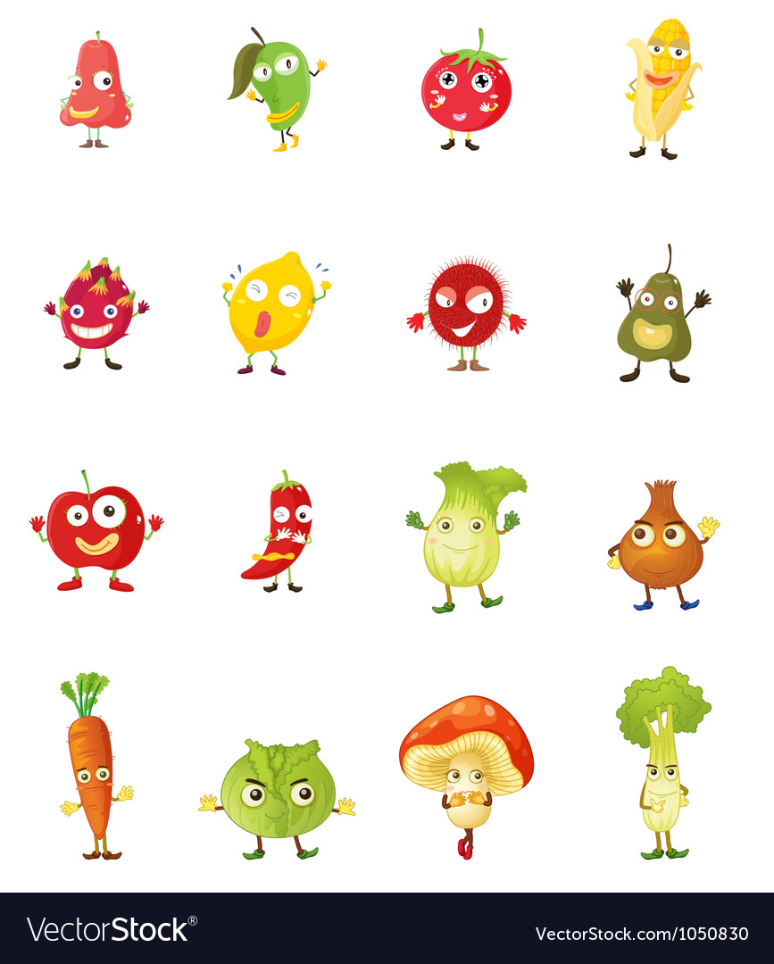 Fruit faces Royalty Free Vector Image - VectorStock