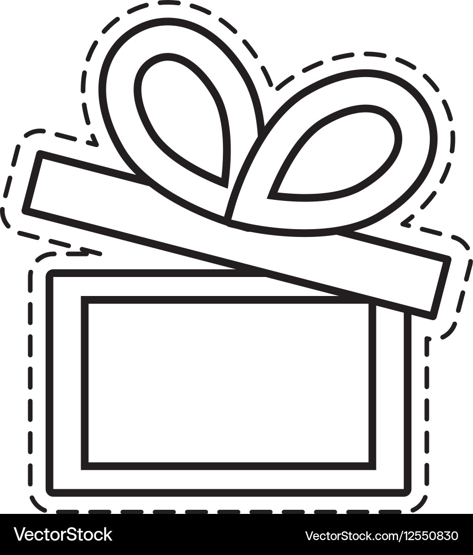 Gift box ribbon parcel shopping open cut line Vector Image