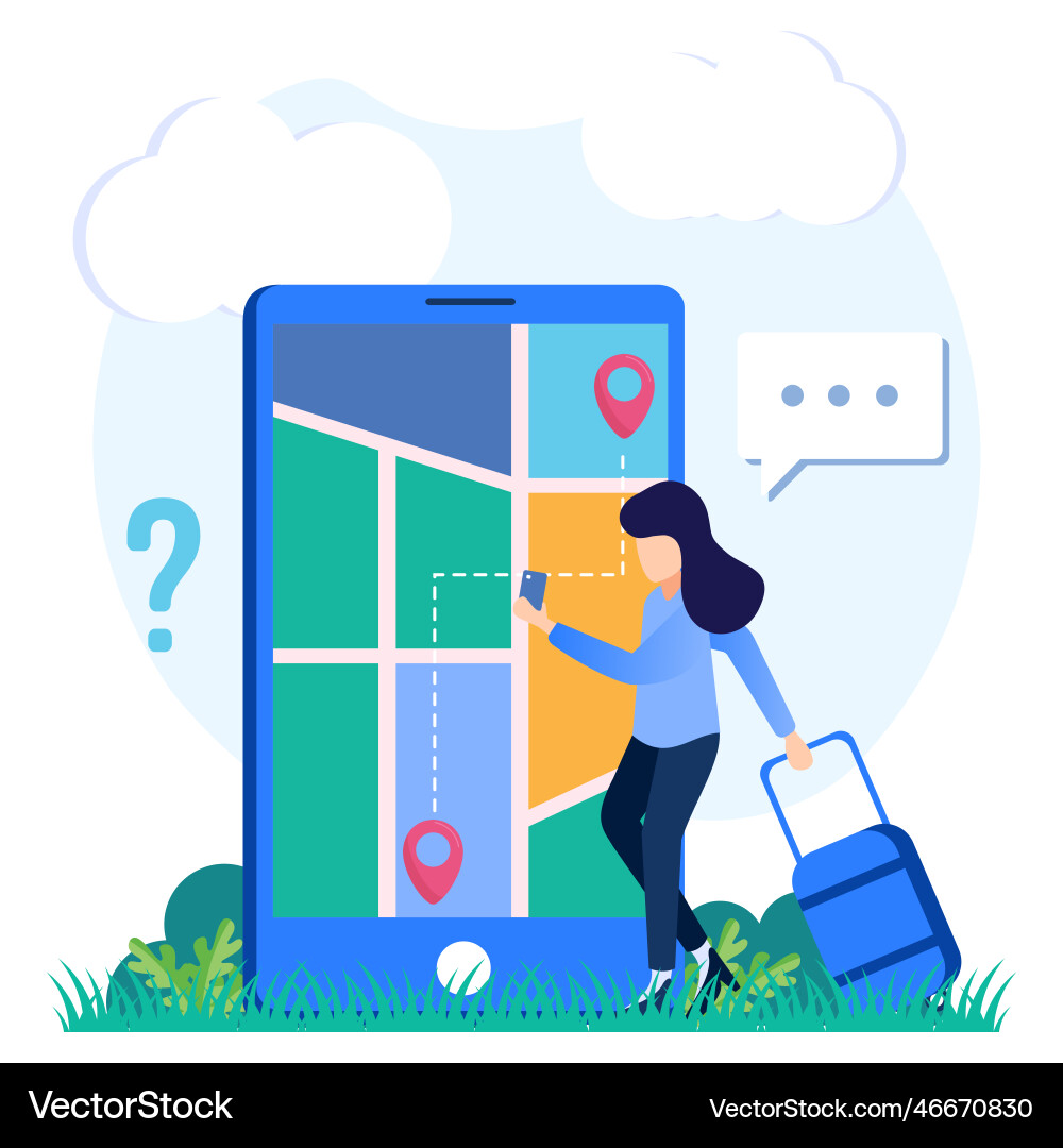 Graphic cartoon character of navigation map Vector Image