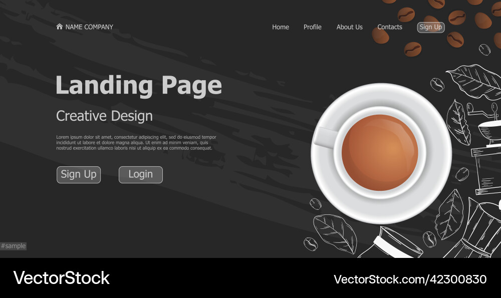 Home page landing page coffee shop web template Vector Image