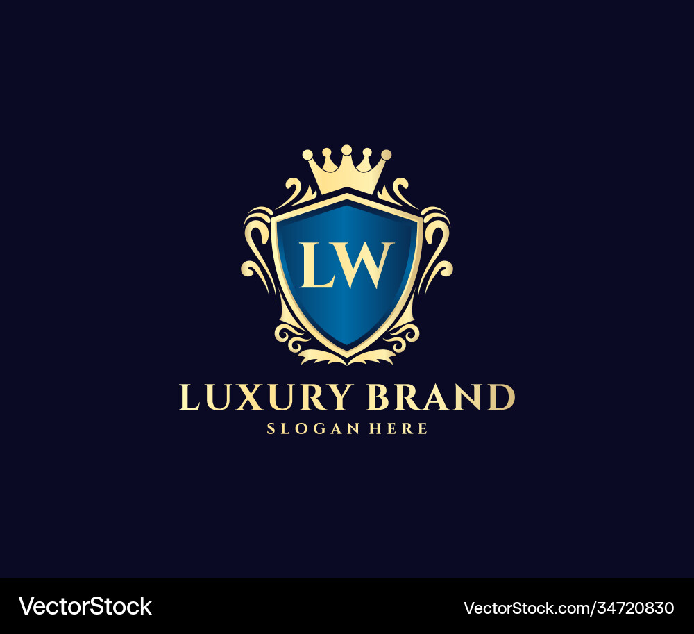 Lw initial letter gold calligraphic feminine Vector Image
