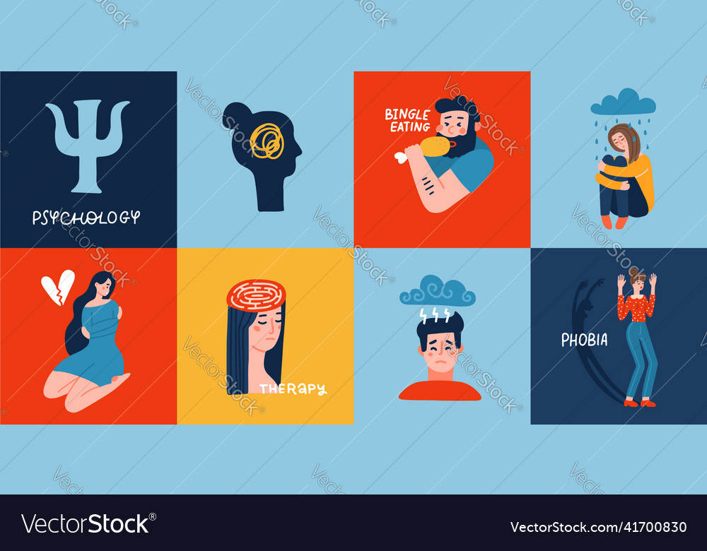 Mental health set characters with disorder Vector Image