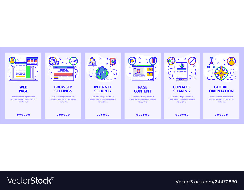 Mobile App Onboarding Screens Internet Security Vector Image