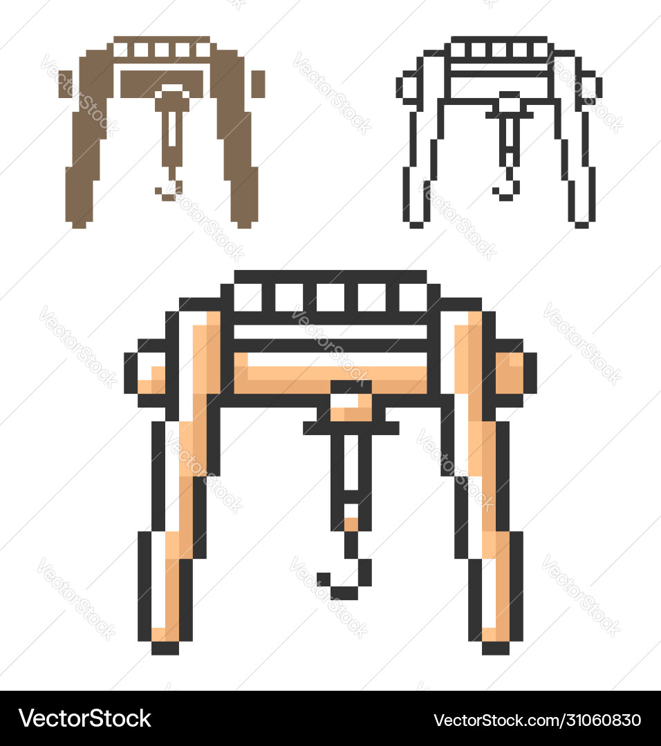 Pixel icon gantry crane in three variants Vector Image