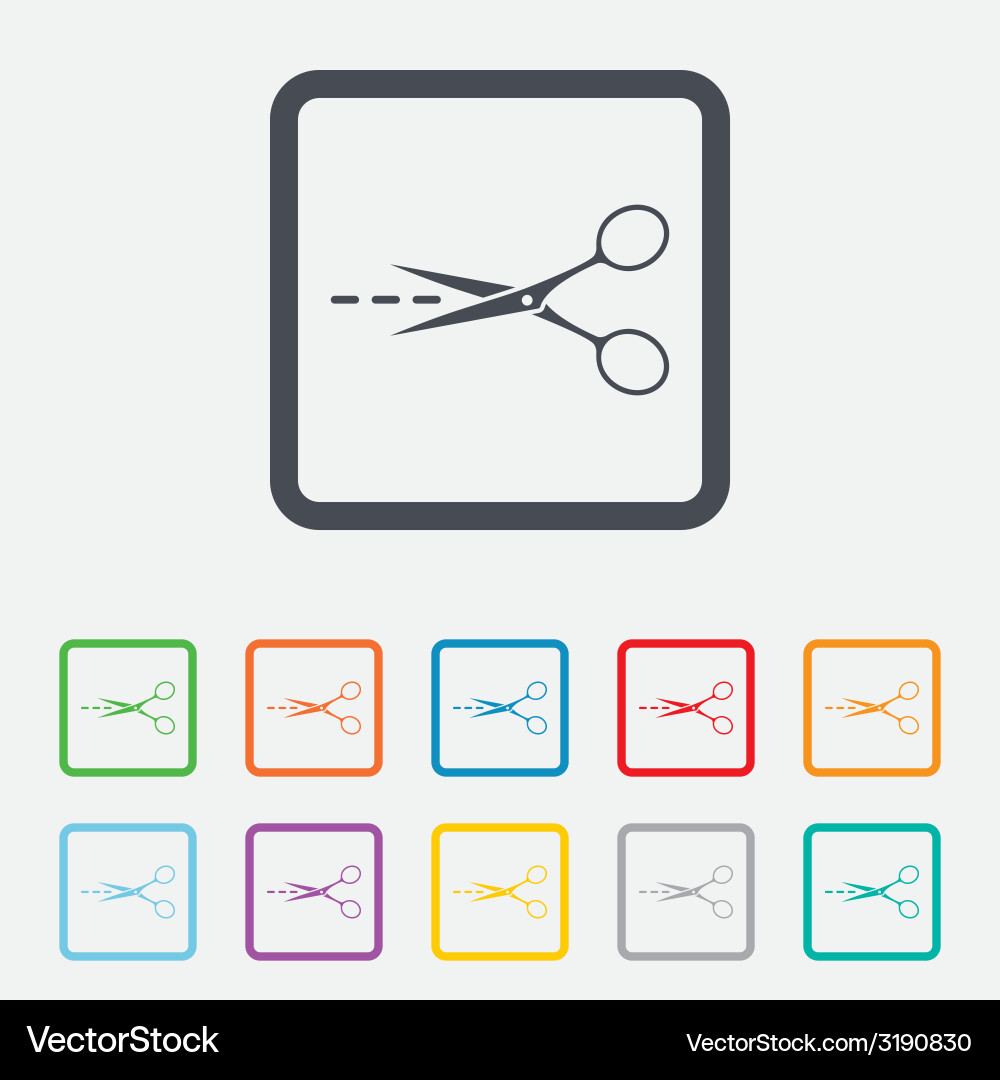 Scissors with cut line sign icon tailor symbol Vector Image