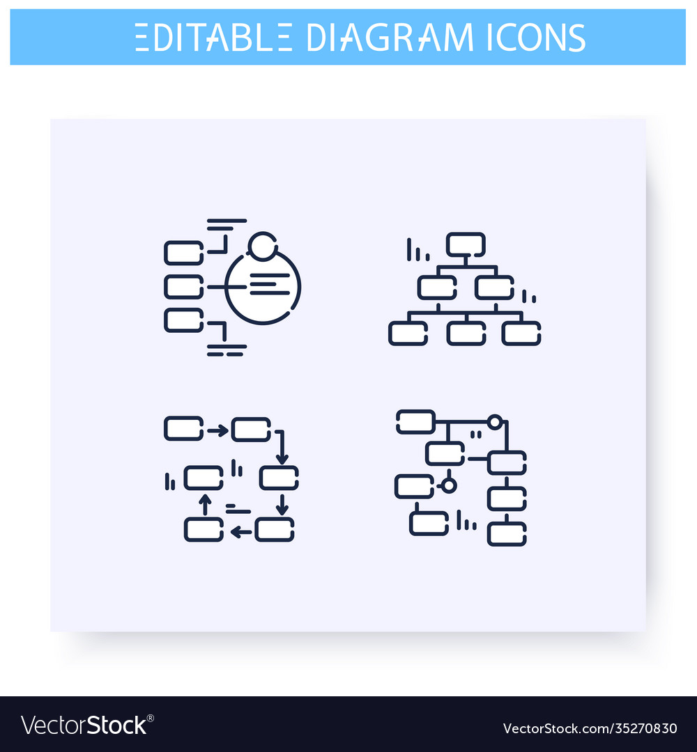 Section diagram types line icons set editable Vector Image
