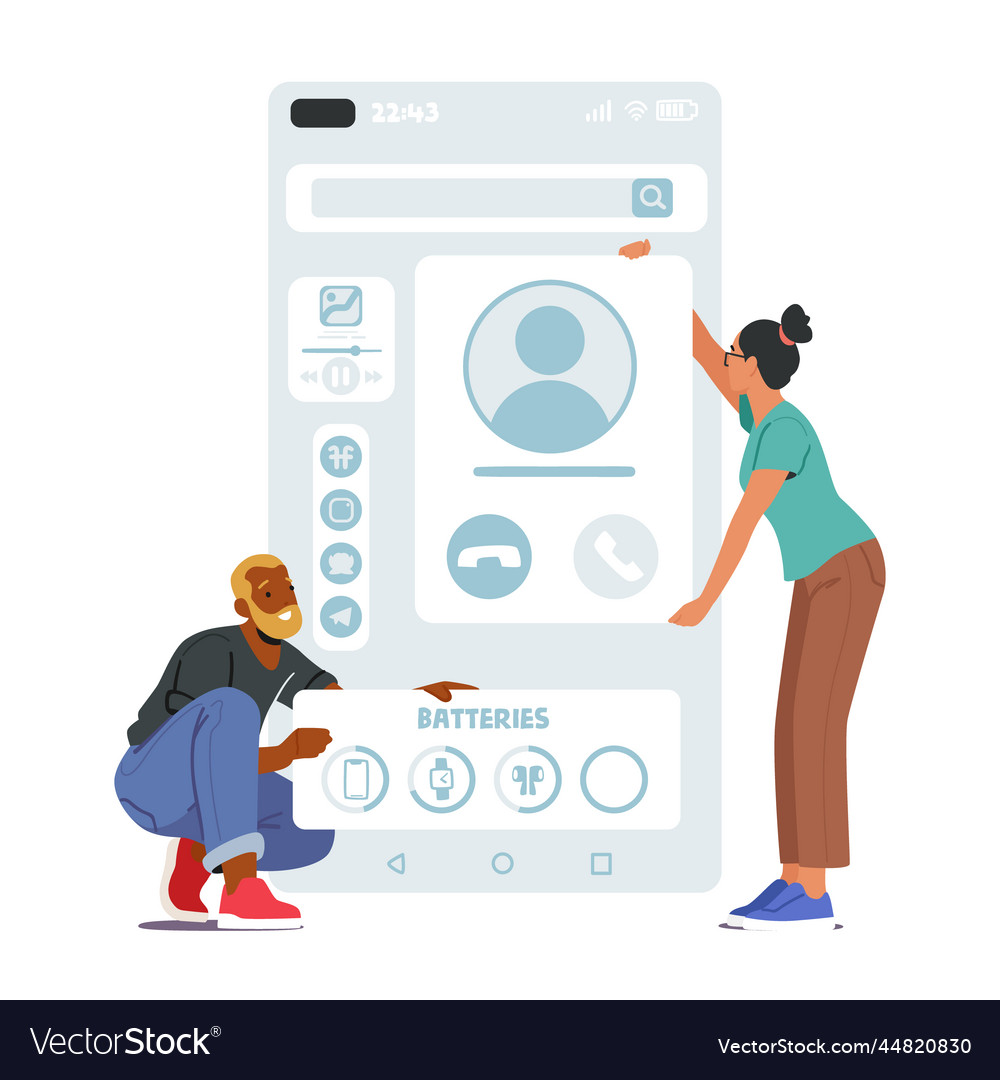 Ux Ui Designer Characters Create Mobile Royalty Free Vector