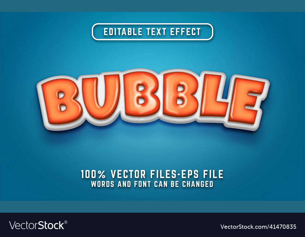 Bubble 3d text effect editable text effect Vector Image