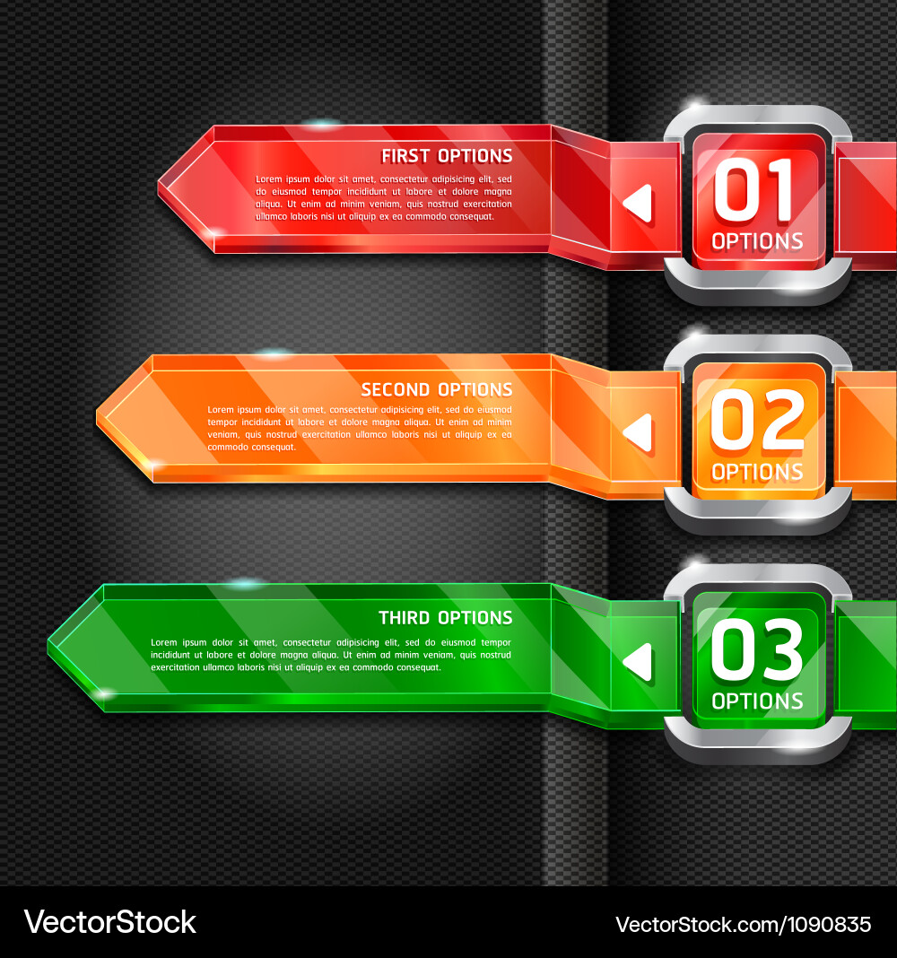 Colorful buttons website style options banner Vector Image