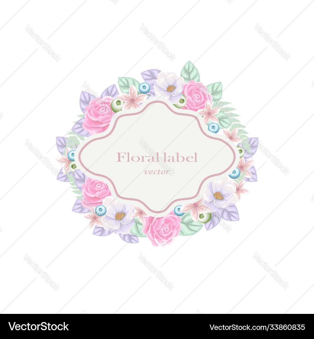 Frame with pink and blue flowers Royalty Free Vector Image